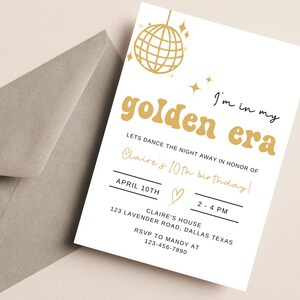 Golden Birthday Invitation, Golden Era, Girl's Birthday Party, Gold and ...