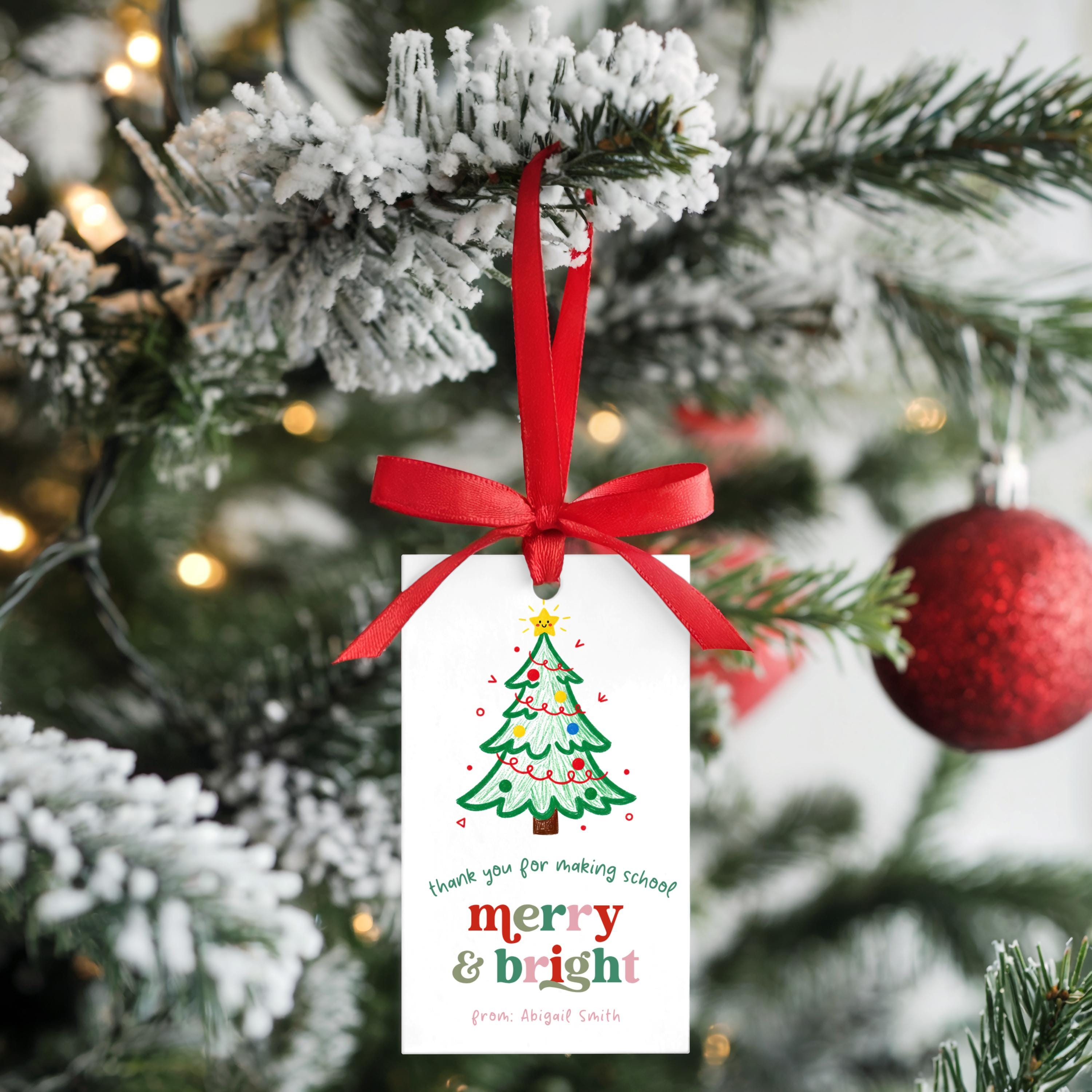 Christmas Teacher Gift Tags Printable | Merry & Bright Editable Canva ...