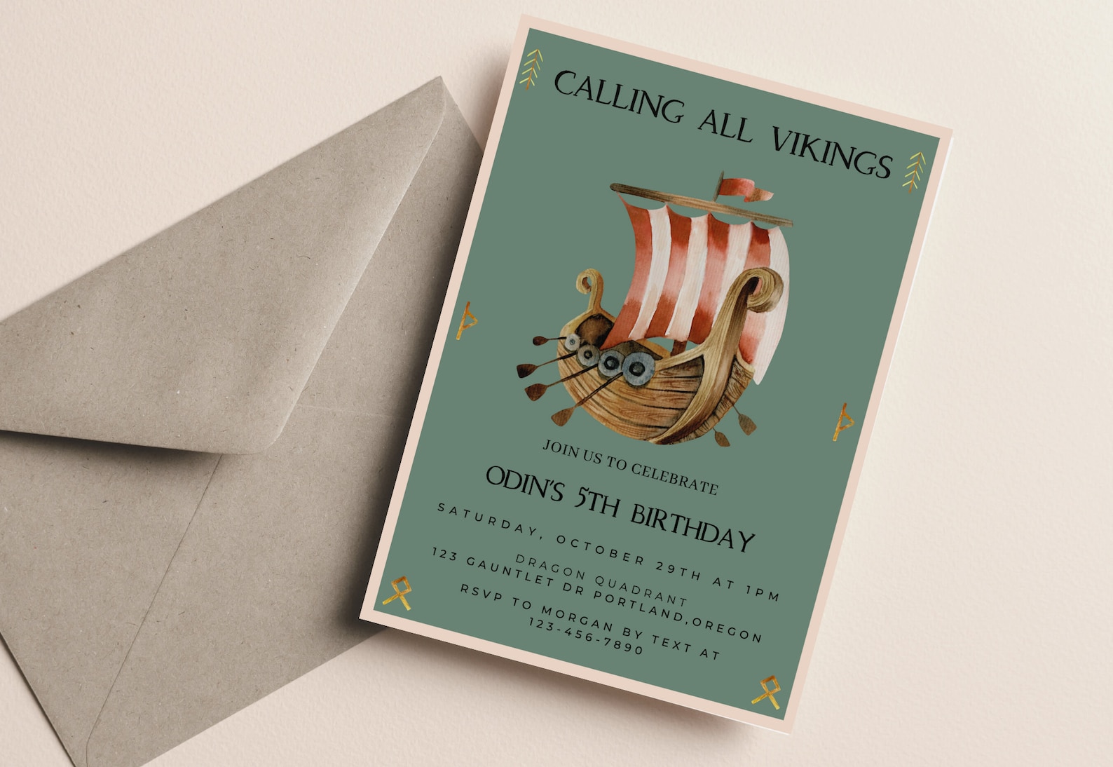 Viking Birthday Party Invitation, Boy's Birthday Party Invite, Instant ...