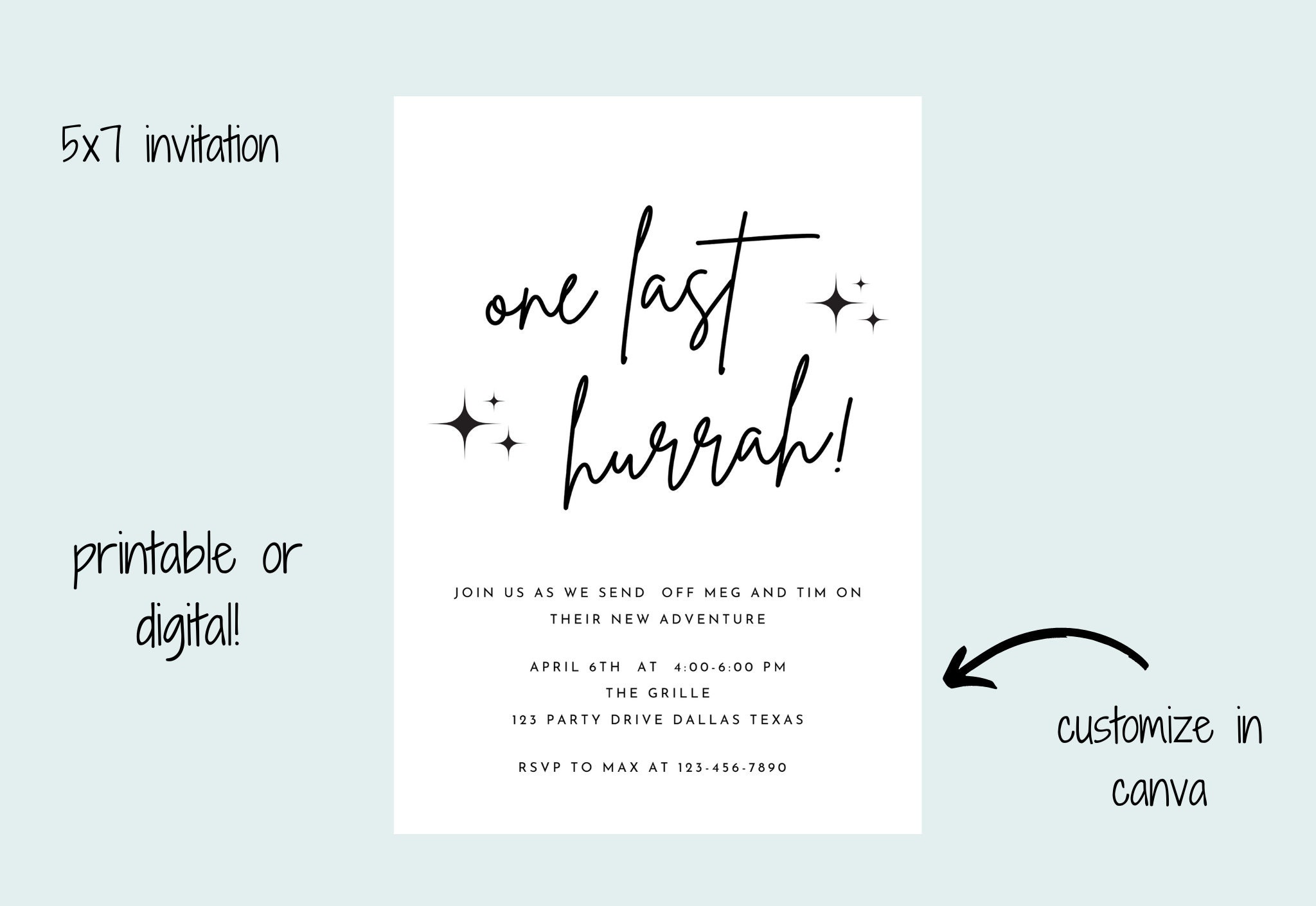 Editable Farewell Party Invitation, One Last Hurrah, Goodbye Party ...