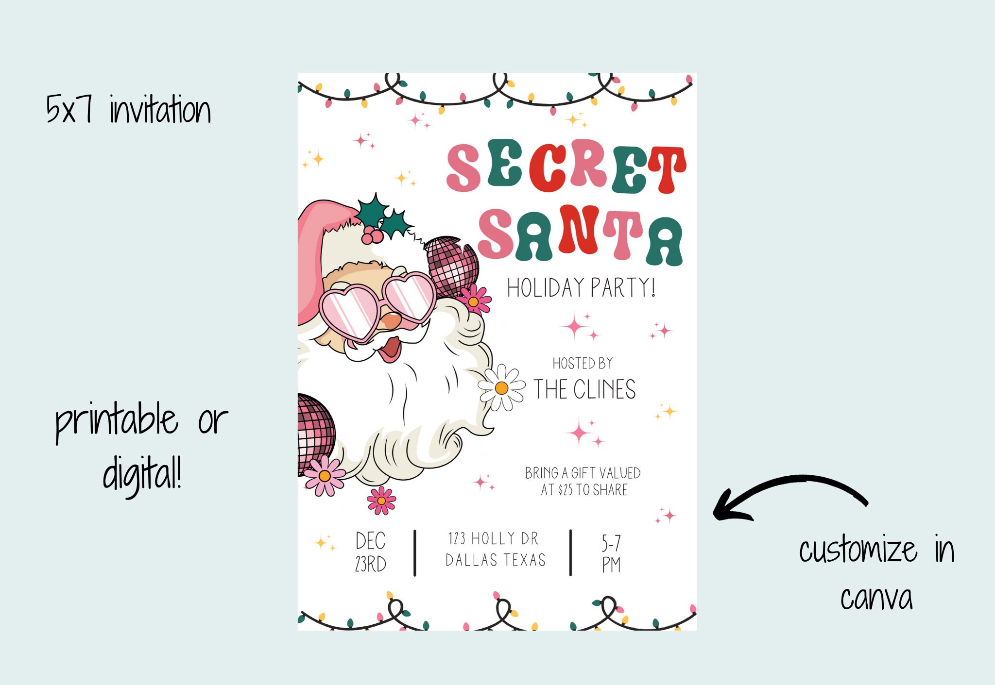Fun Secret Santa Party Invitation Holiday Party Groovy - Etsy