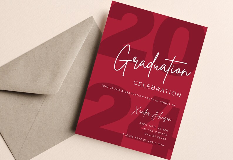 Editable 2024 Graduation Party Invitation Template, High School Grad ...