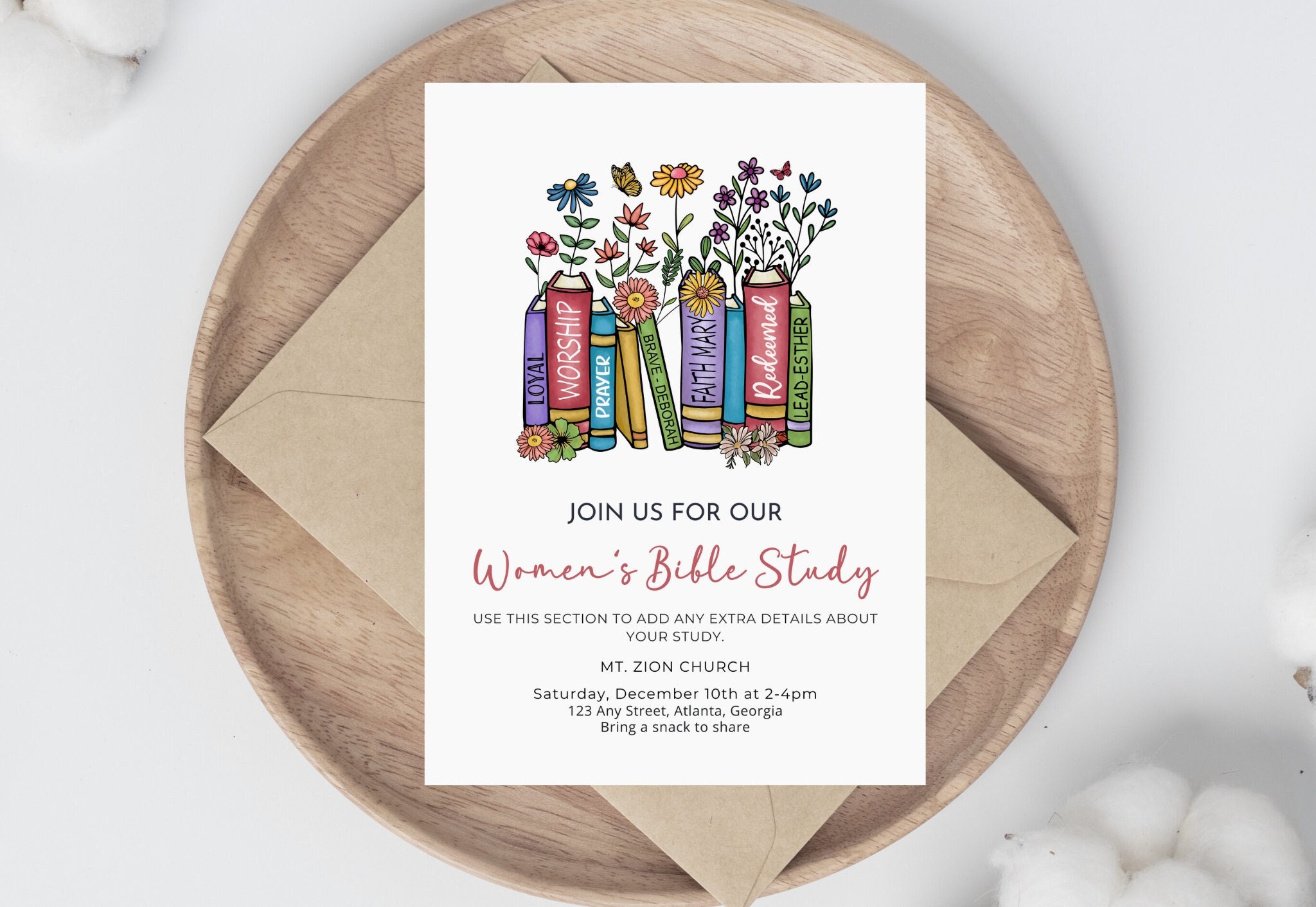 Women's Bible Study Invitation, Christian Book Club, Church Event ...