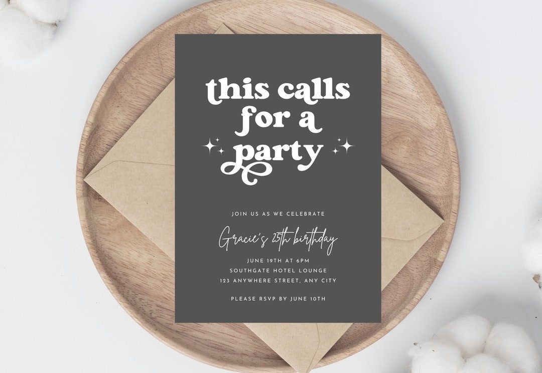 Editable Party Invitation, Birthday Party, Black Invitation, This Calls ...