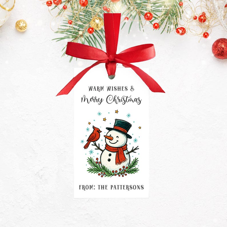 Printable Snowman Gift Tag Template, Editable Christmas Gift Tag ...