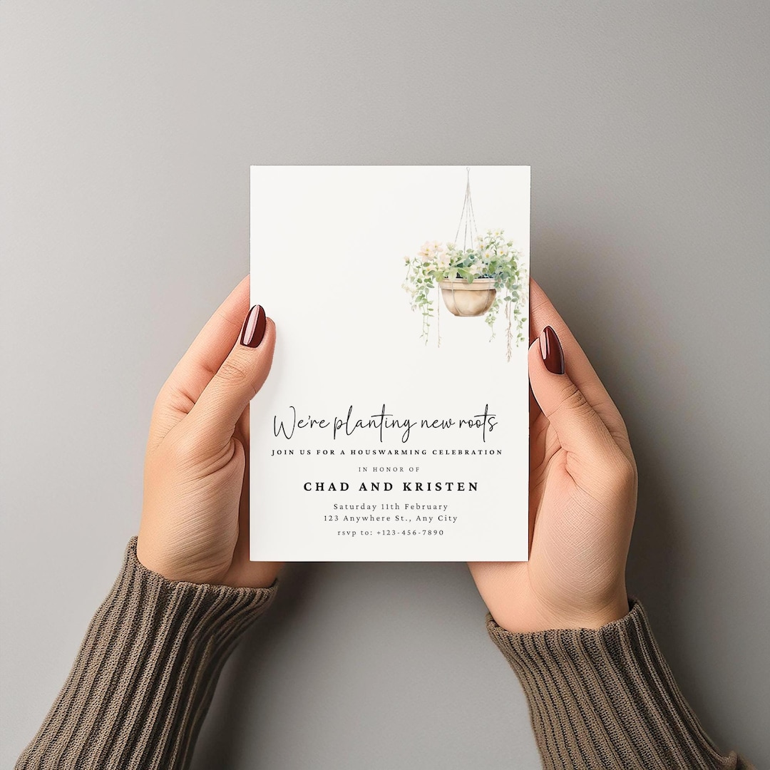 Housewarming Invitation, Open House Party, New Home, Planting New Roots ...