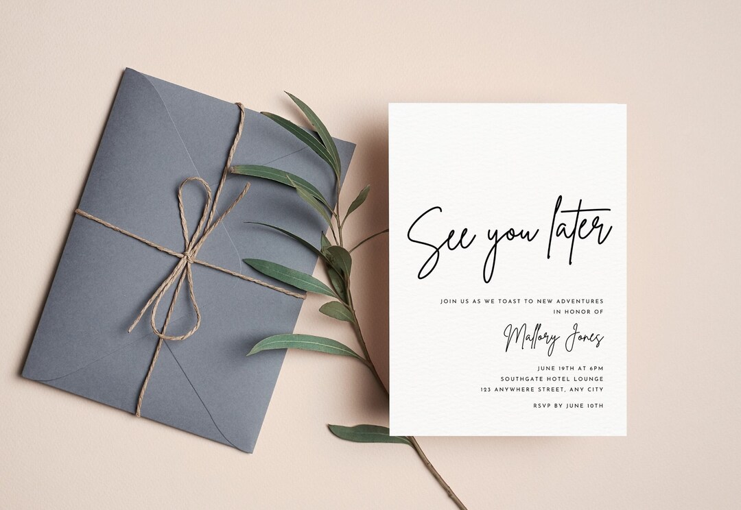 Editable Going Away Party Invitation, See You Later, Moving Away Party ...