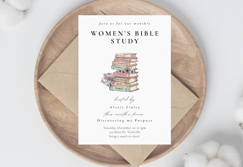 Women's Bible Study Invitation, Christian Book Club, Church Event ...