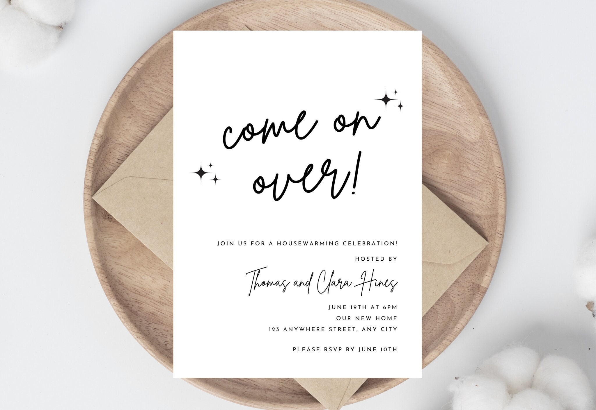 Minimalist Housewarming Party Invitation, Open House Invite, Come on ...