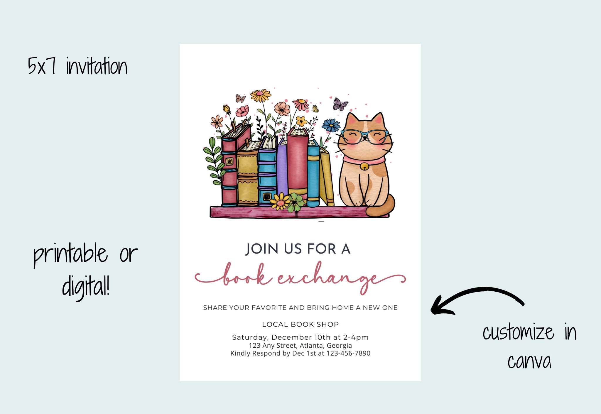 Book Exchange Invitation, Book Club, Book Store Flyer, Book Party ...