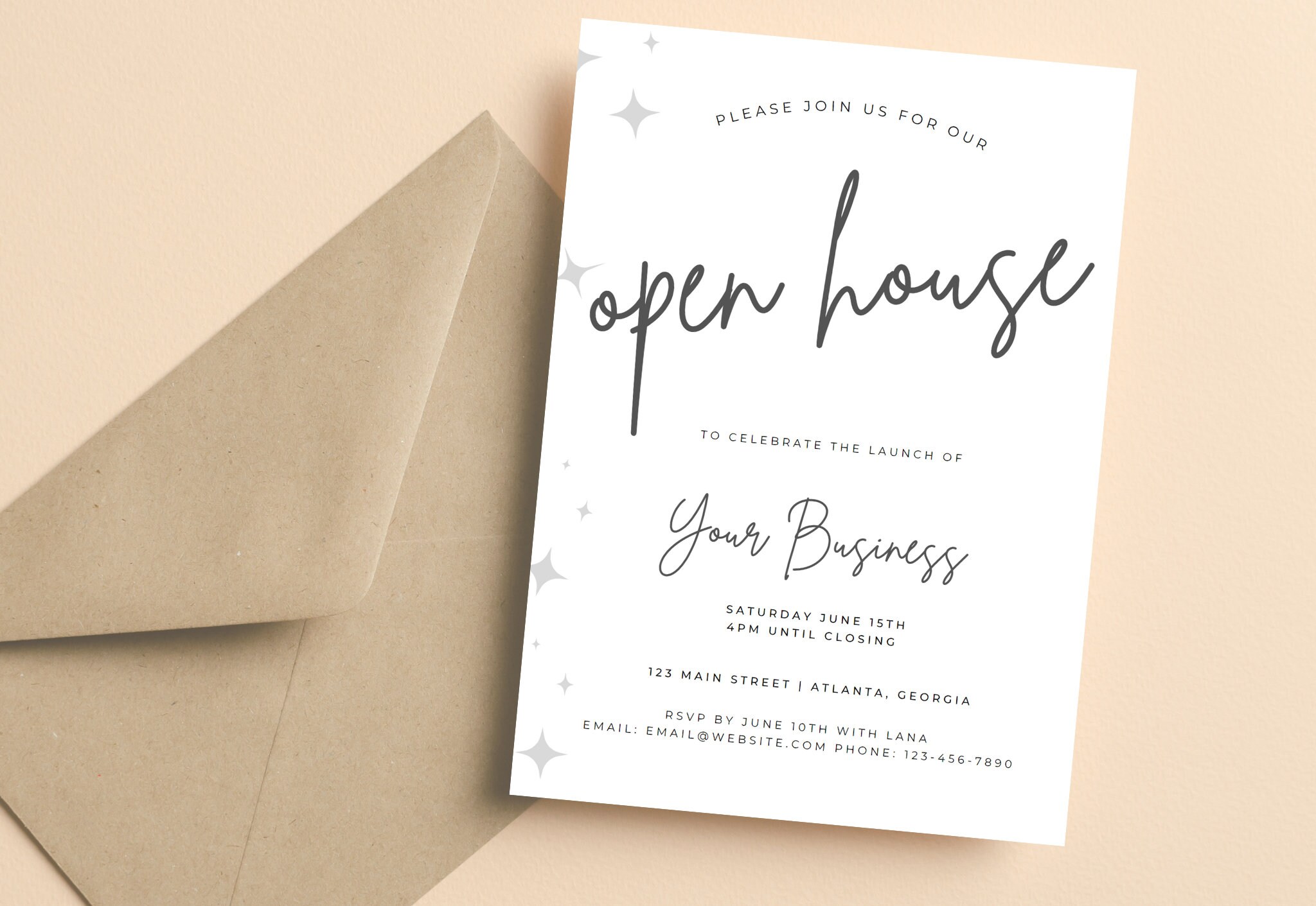 Printable Business Open House Flyer Invite Template, Store Opening ...