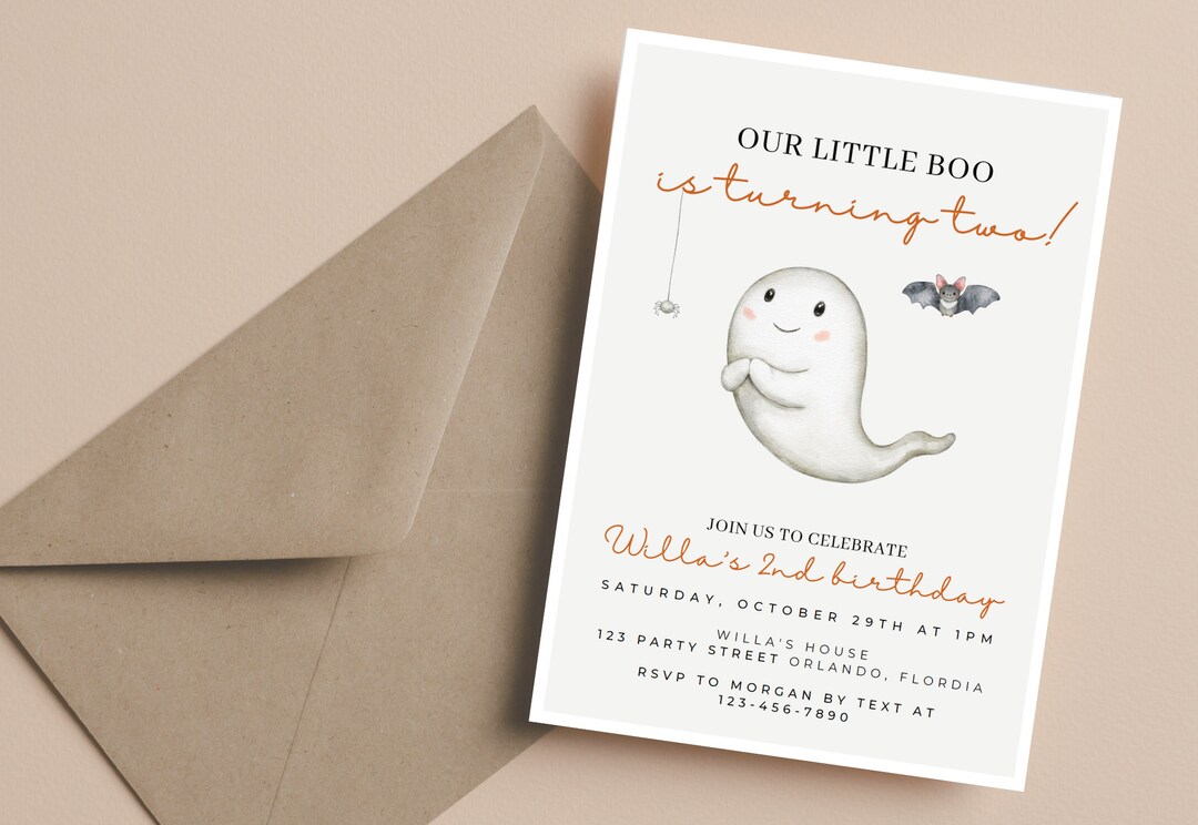 Our Little Boo Birthday Party Invitation Template, Halloween Birthday ...