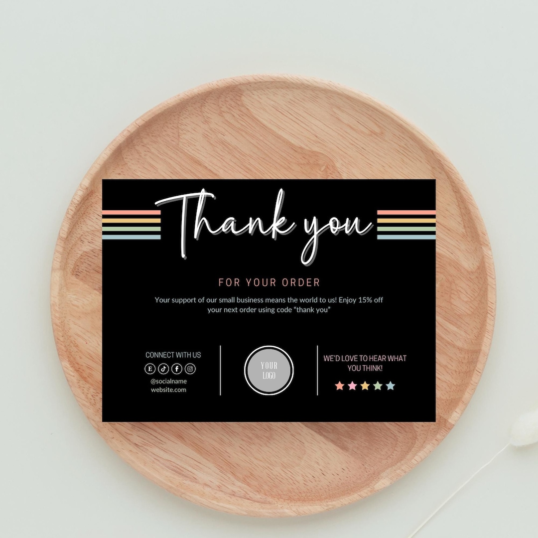 DIY Thank You Card, Printable Order Card, Thank You Small Business ...
