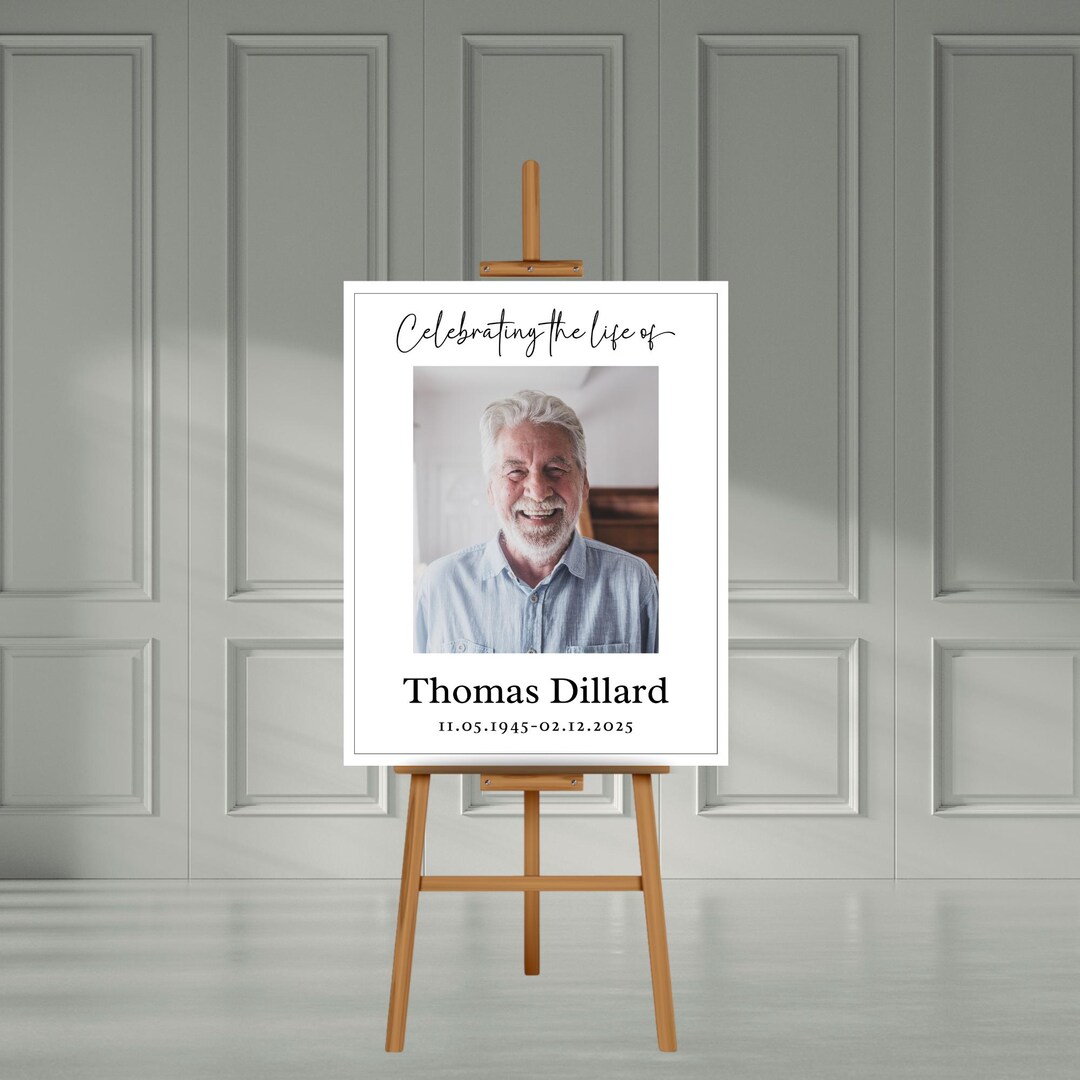 Editable Funeral Service Sign, Memorial Service Poster, Celebration of ...