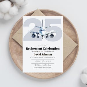 Pilot Retirement Invitation, Aviation Themed Retirement Party, Private ...