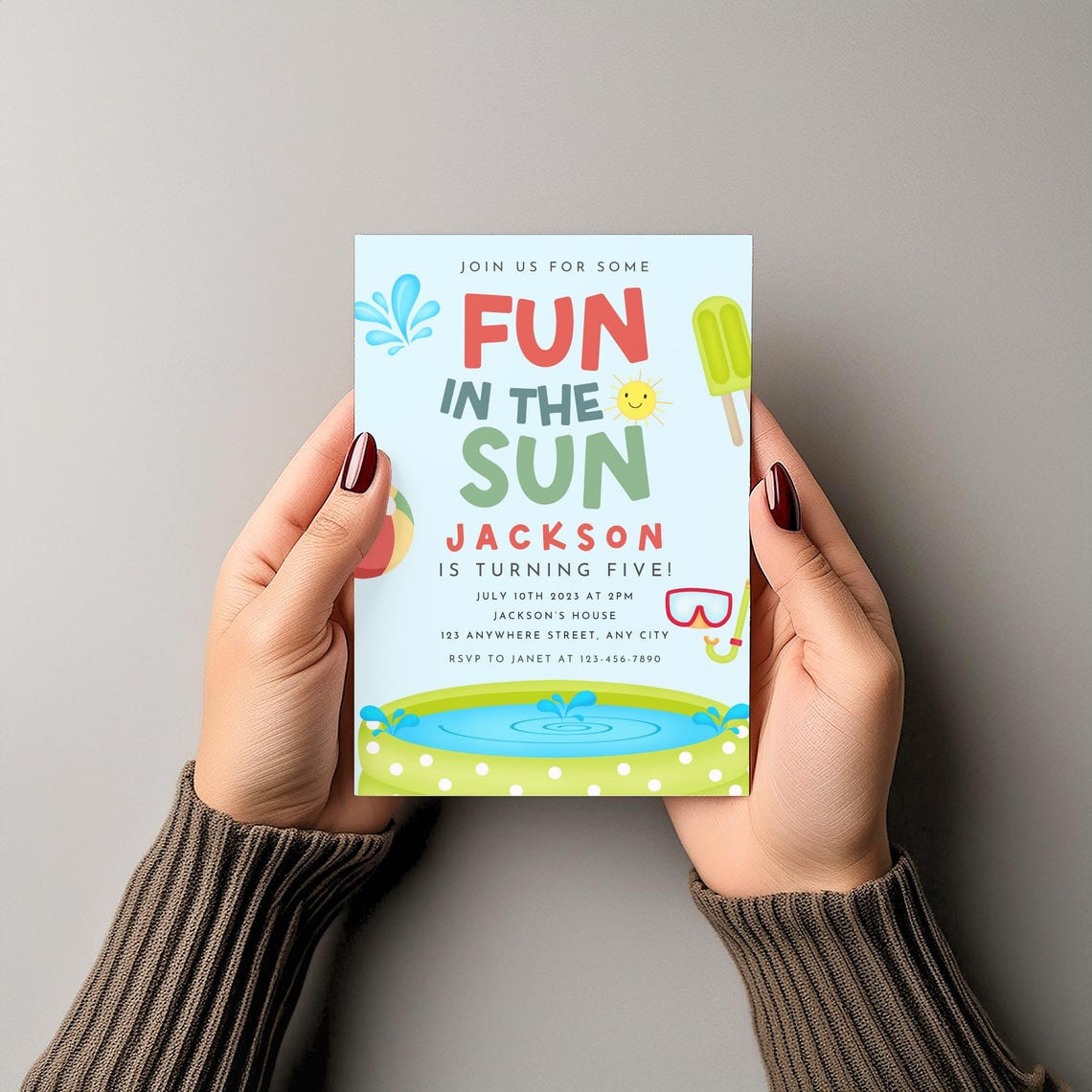 Fun in the Sun Birthday Party Invitation, Pool Party, Backyard Party ...