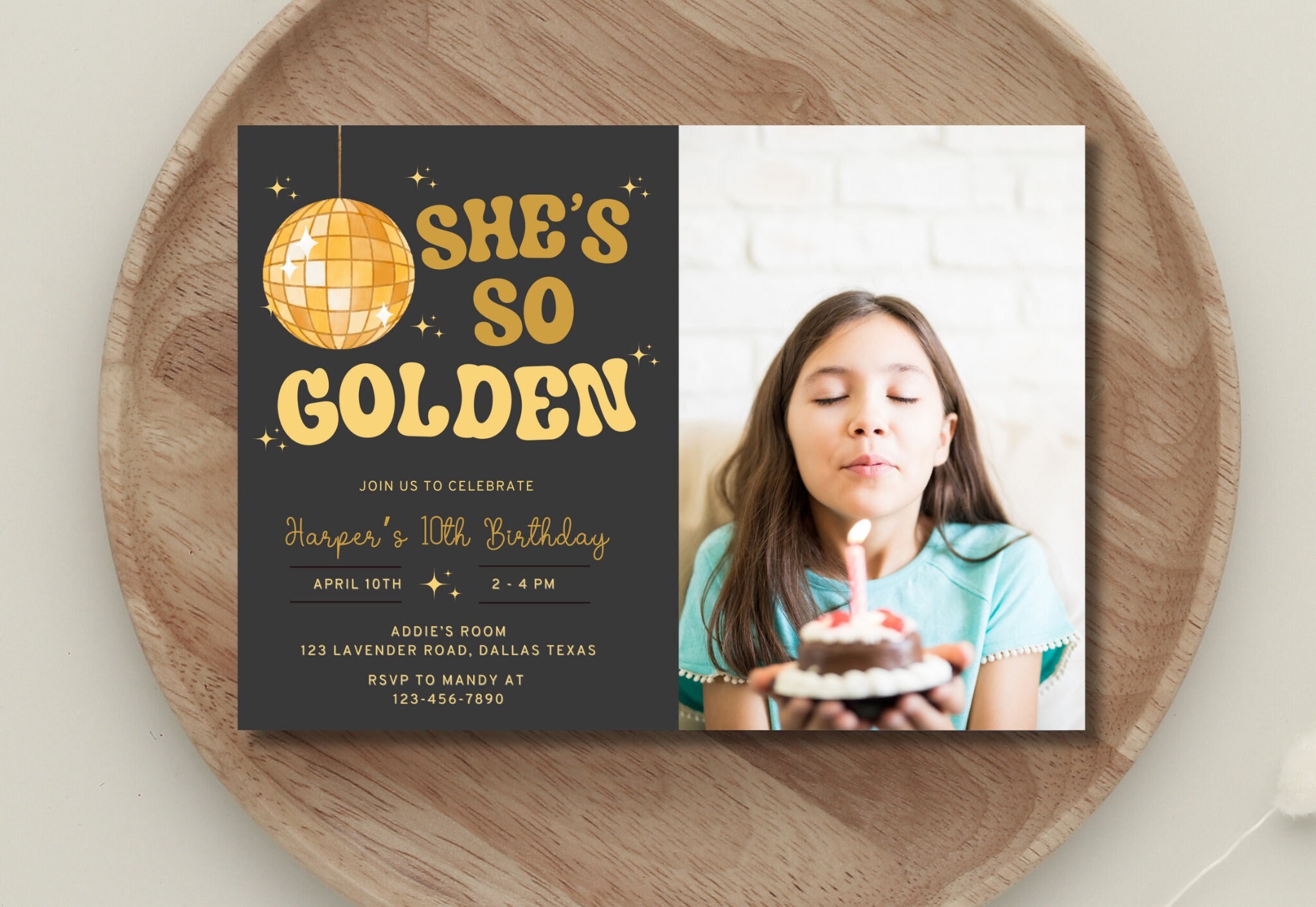 Girl's Disco Golden Birthday, Black and Gold, Dance Party, Golden Era ...