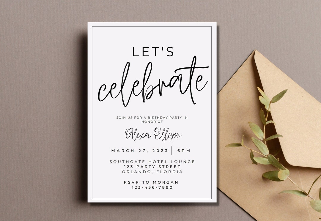 Let's Celebrate Birthday Invitation, Party Invitation Template, Editable Instant Download ...