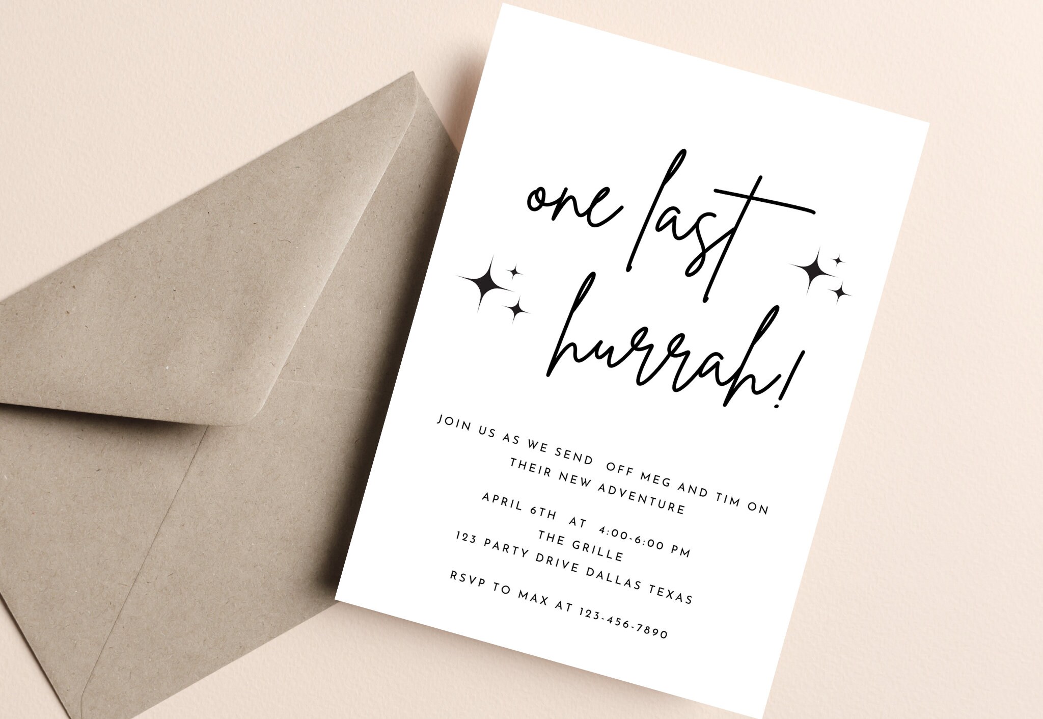 Editable Farewell Party Invitation, One Last Hurrah, Goodbye Party ...