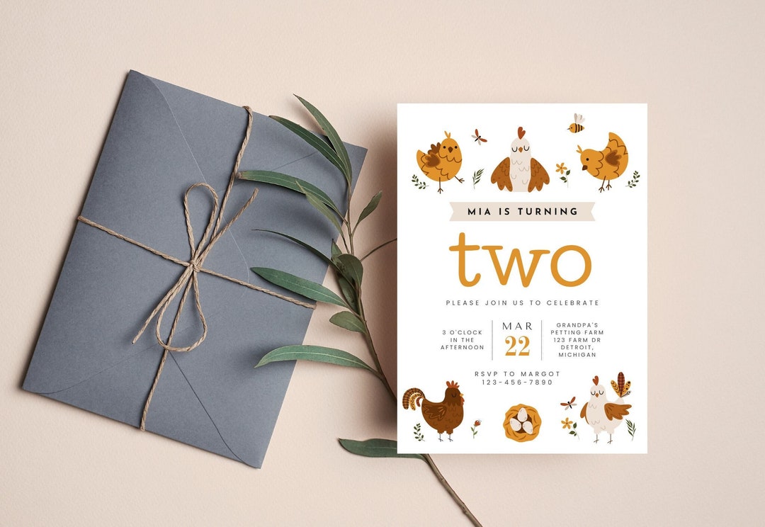 Chicken Farm Birthday Party Invitation, Any Age Boho Chicken Invitation ...