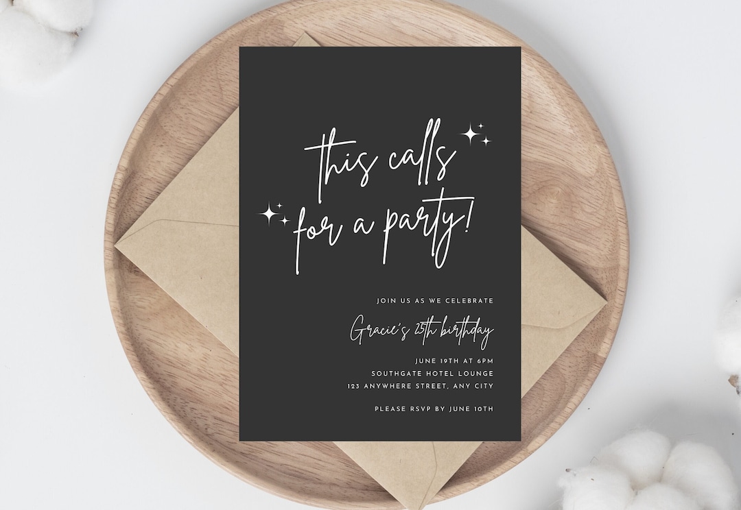 Editable Party Invitation Template, This Calls for a Party, Birthday ...