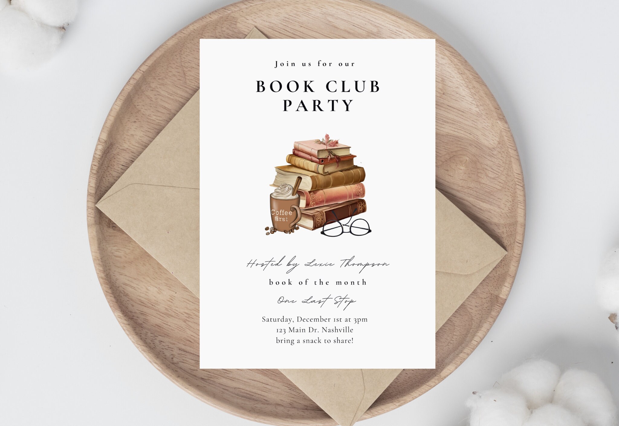 Book Club Invitation, Coffee and Books, Instant Download - Etsy