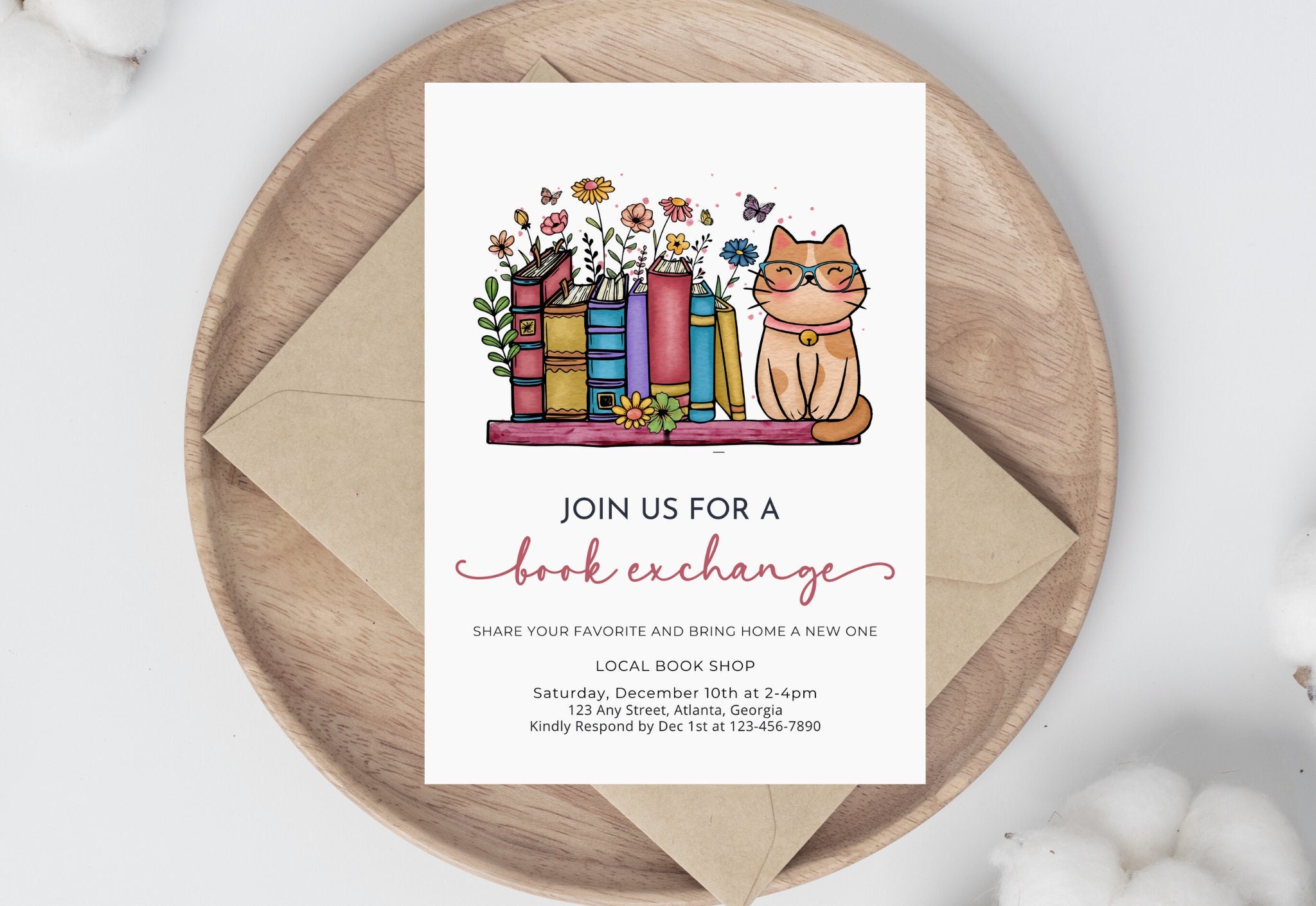 Book Exchange Invitation, Book Club, Book Store Flyer, Book Party ...