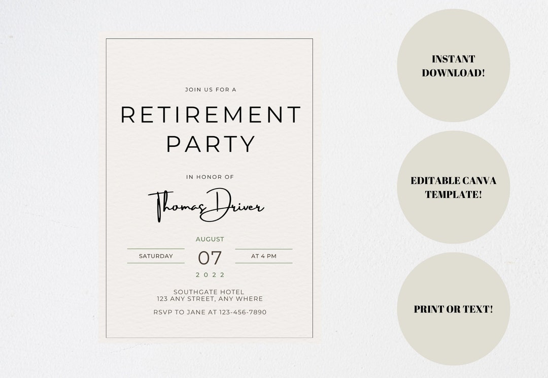 Modern Retirement Party Invitation, Business Retirement Celebration ...