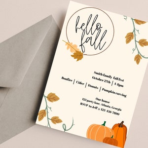 Editable Fall Festival Invitation, Family Gathering, Hello Fall, Fall ...