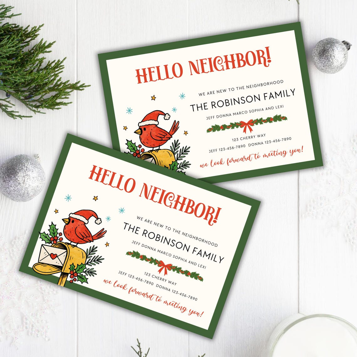 Christmas Introduction Neighbor Card, New Neighbor, Open House, Welcome ...