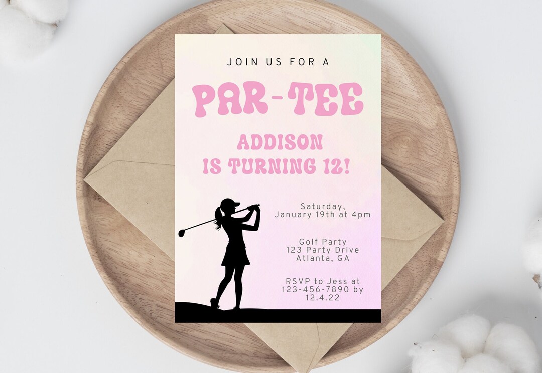 Girl's Golf Birthday Party Invitation, Pink, Golf Theme Party, Instant ...