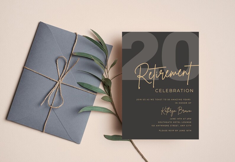 Editable Retirement Invitation, Black and Gold Retirement Party, Instant Download - Etsy