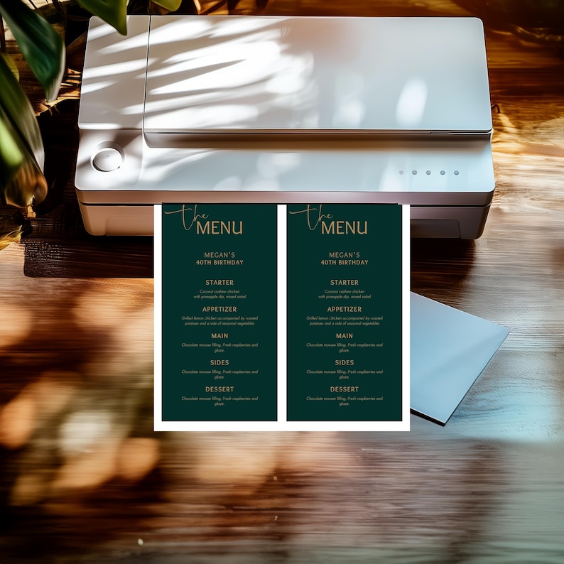 Minimalist Dark Green Menu Template – Printable Party & Event Menu ...