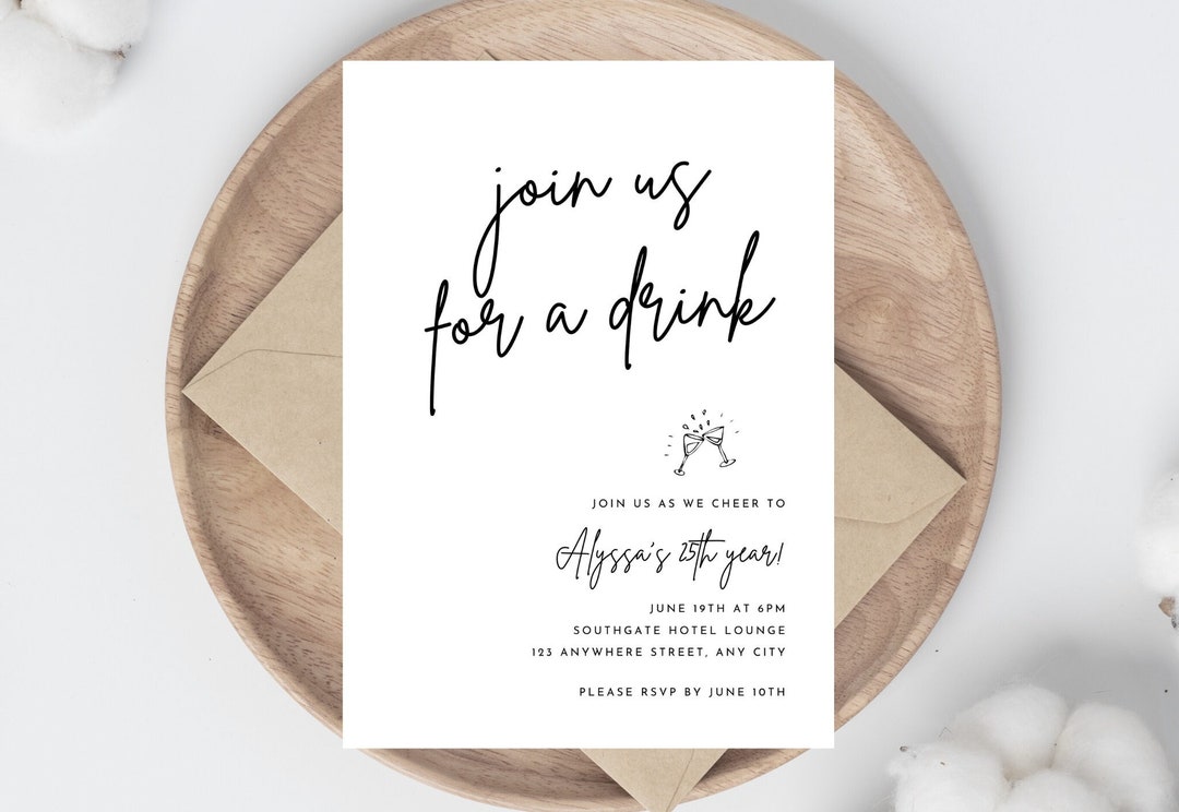 Party Invitation Template, Join Us for a Drink, Event Celebration ...