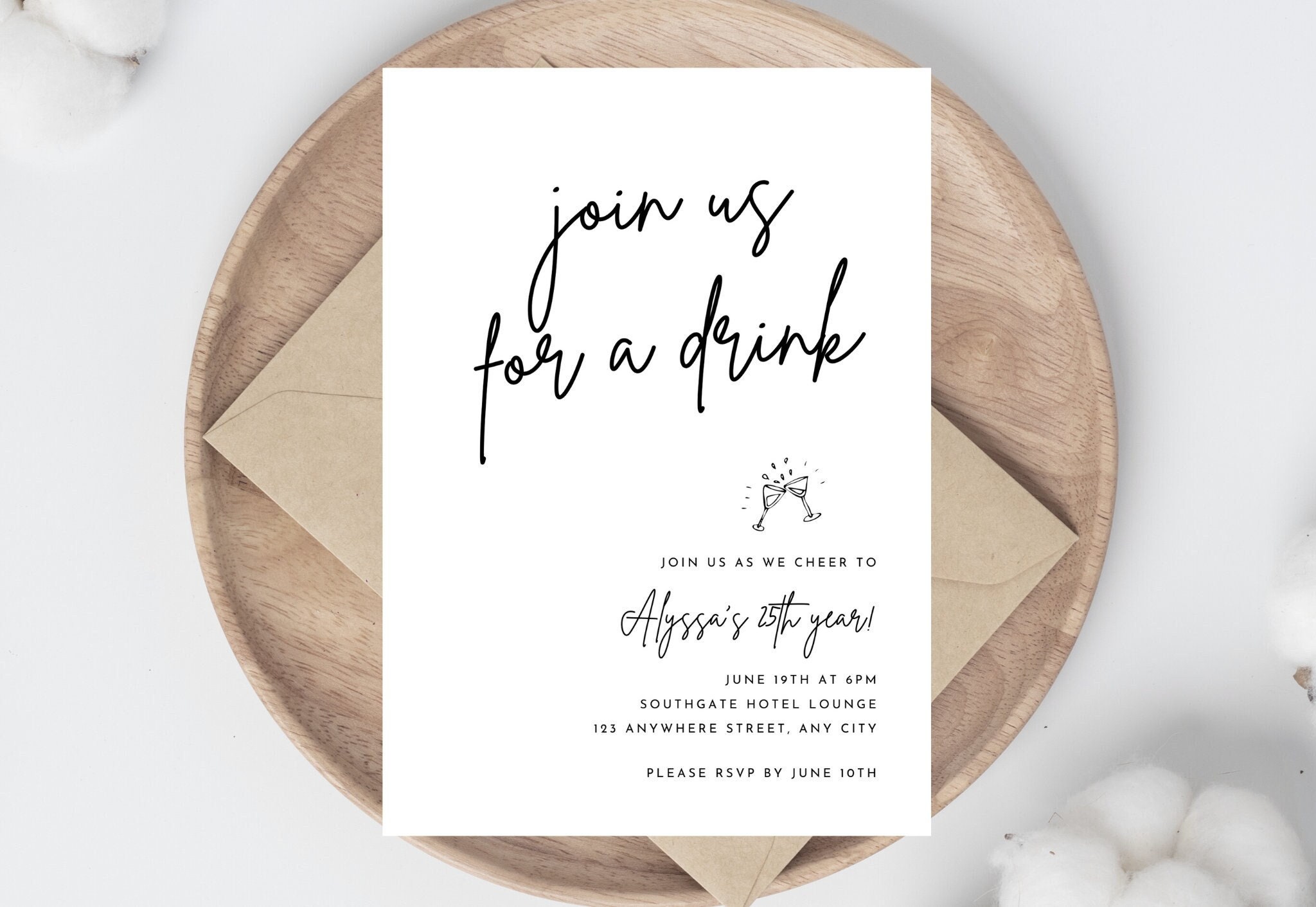 Party Invitation Template, Join Us for a Drink, Event Celebration ...