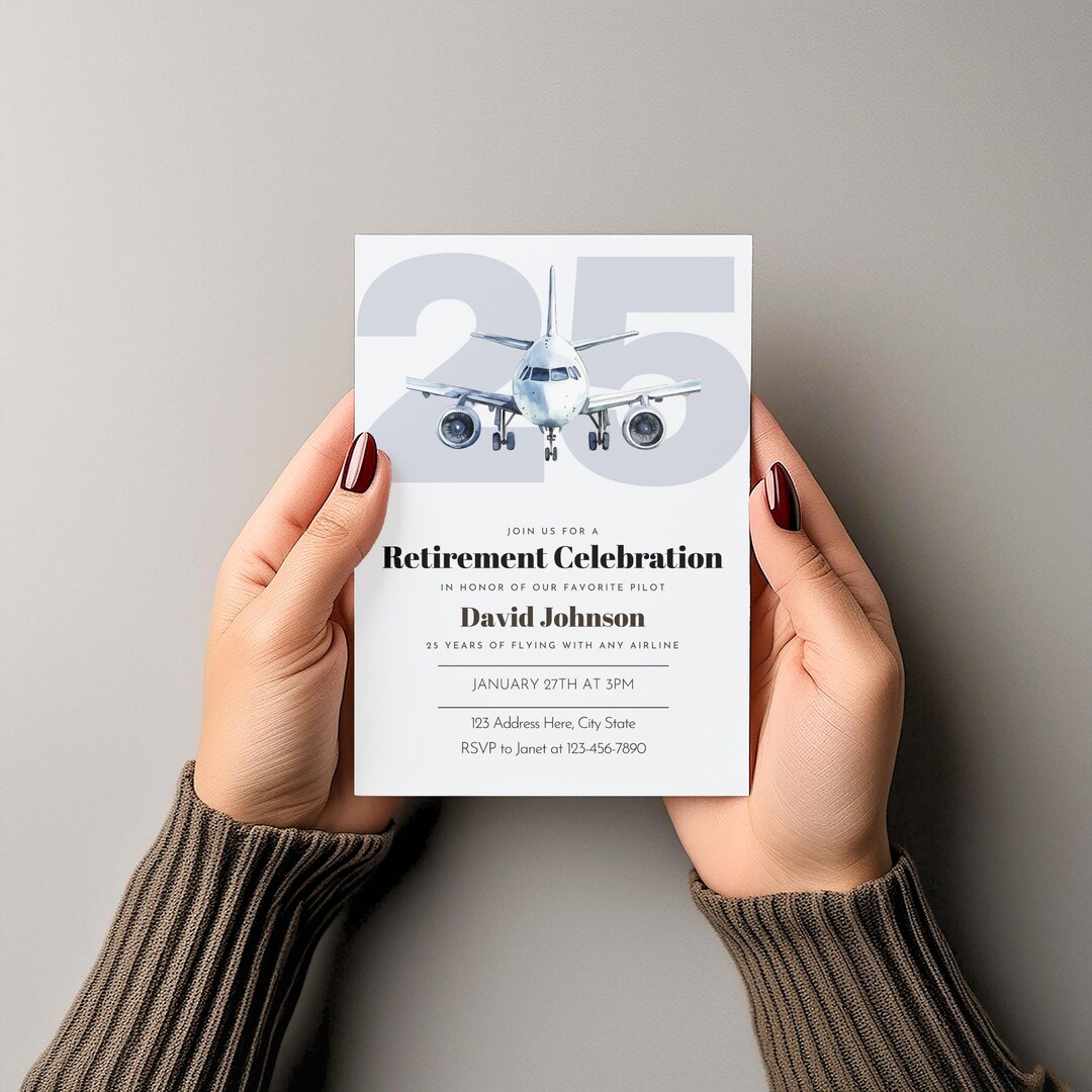 Pilot Retirement Invitation, Aviation Themed Retirement Party, Private ...