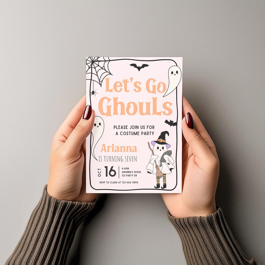 Let's Go Ghouls Birthday Invitation, Halloween Party Invite, Costume ...