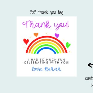 Rainbow Thank You Card, Treat Tag, Favor Tags, Hearts and Rainbows ...