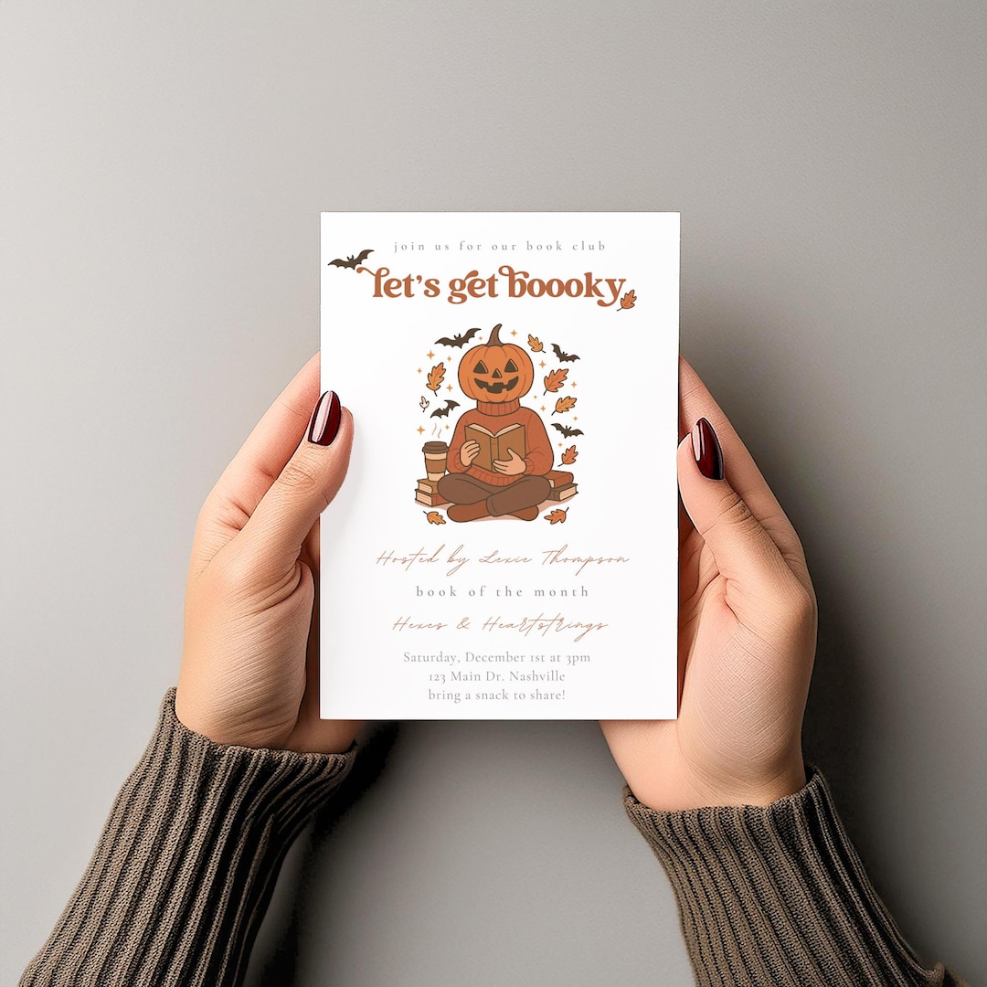 Halloween Book Club Flyer, Book Group Invitation, Fall Book Club ...