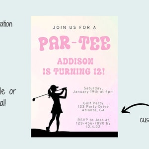 Girl's Golf Birthday Party Invitation, Pink, Golf Theme Party, Instant ...