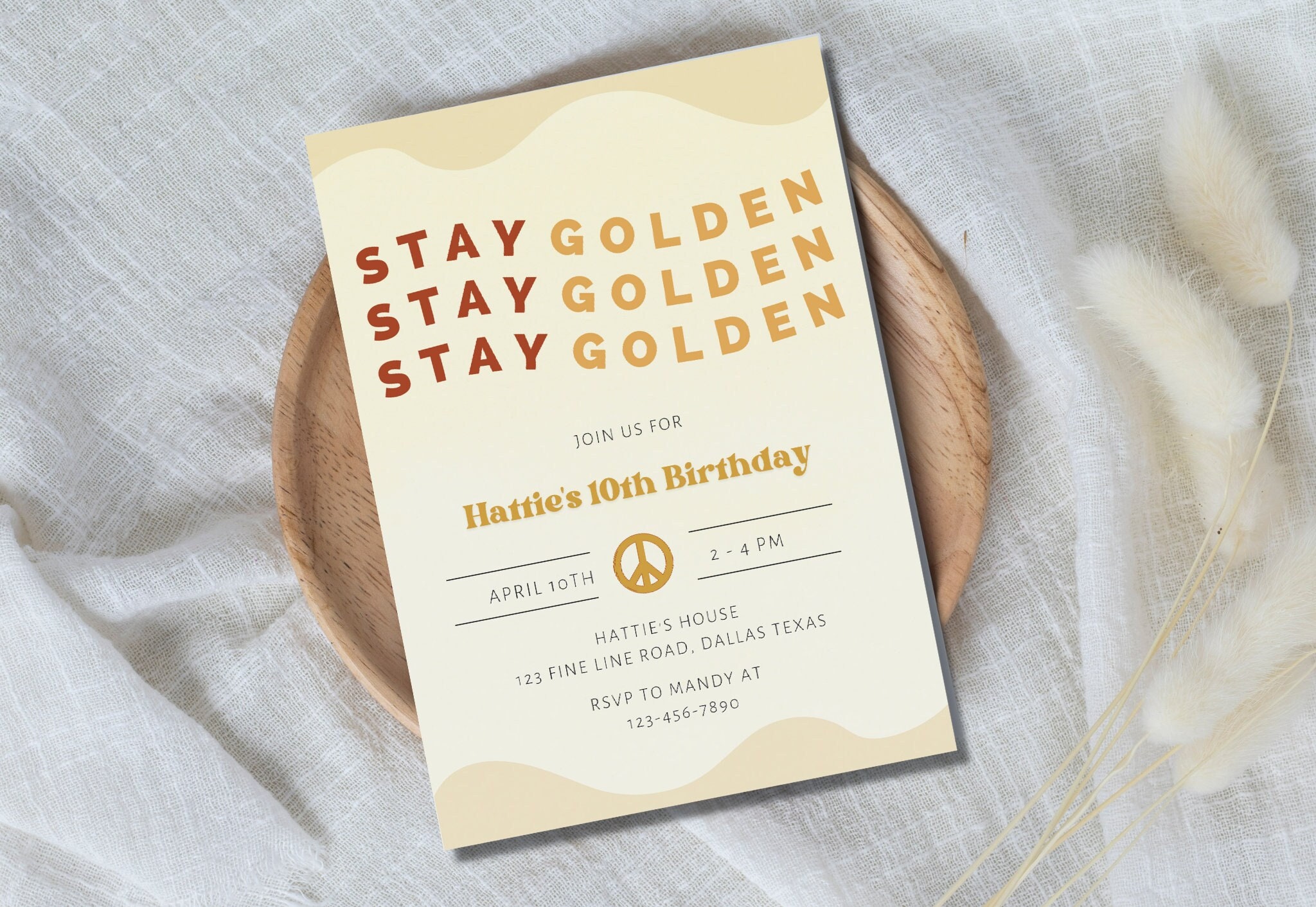 Retro Golden Birthday Invitation, Stay Golden, Tween Birthday ...
