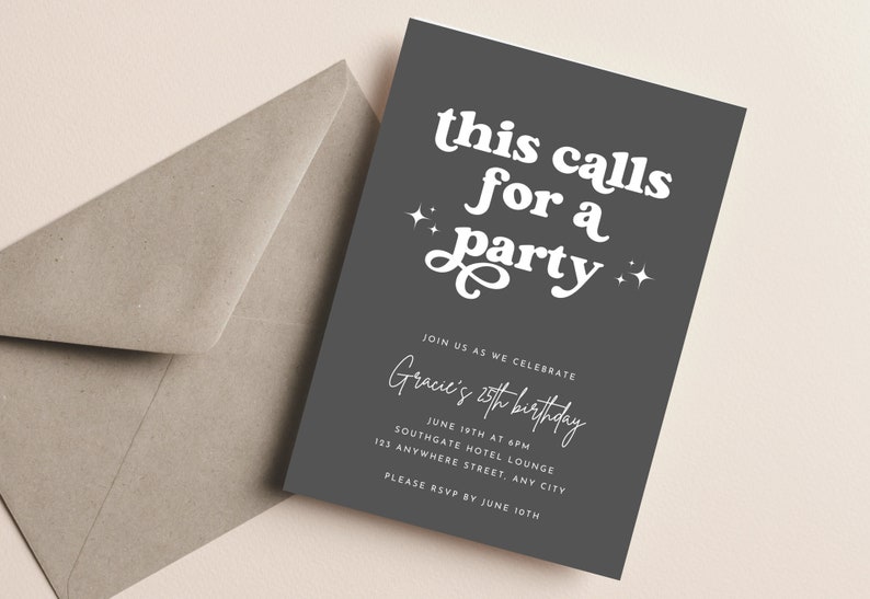 Editable Party Invitation, Birthday Party, Black Invitation, This Calls ...