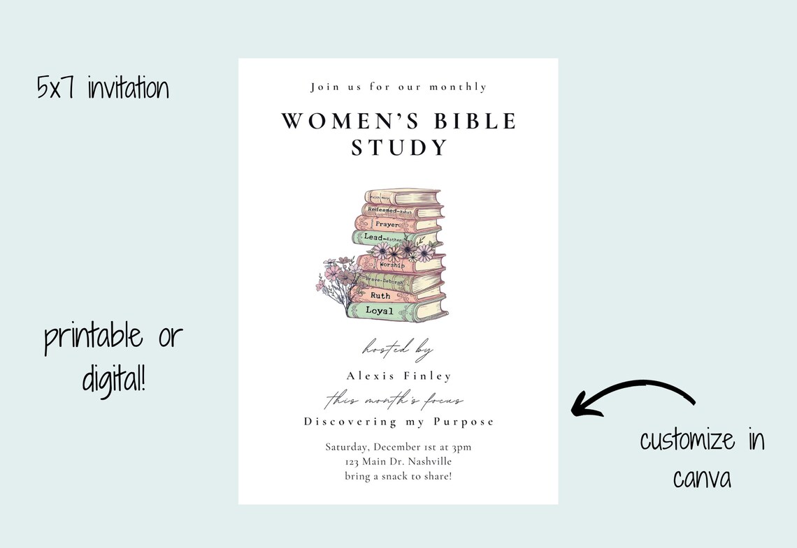 Women's Bible Study Invitation, Christian Book Club, Church Event ...