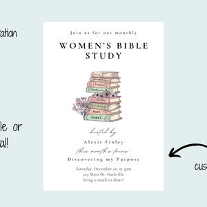 Women's Bible Study Invitation, Christian Book Club, Church Event ...