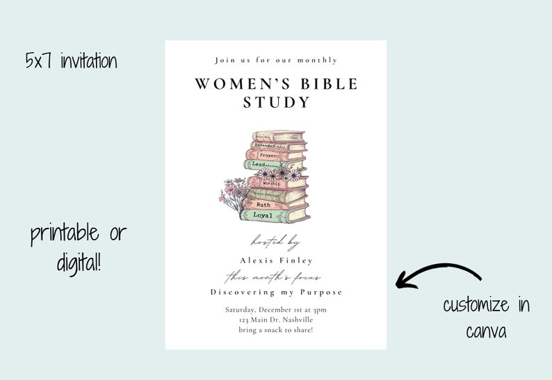 Women's Bible Study Invitation, Christian Book Club, Church Event ...