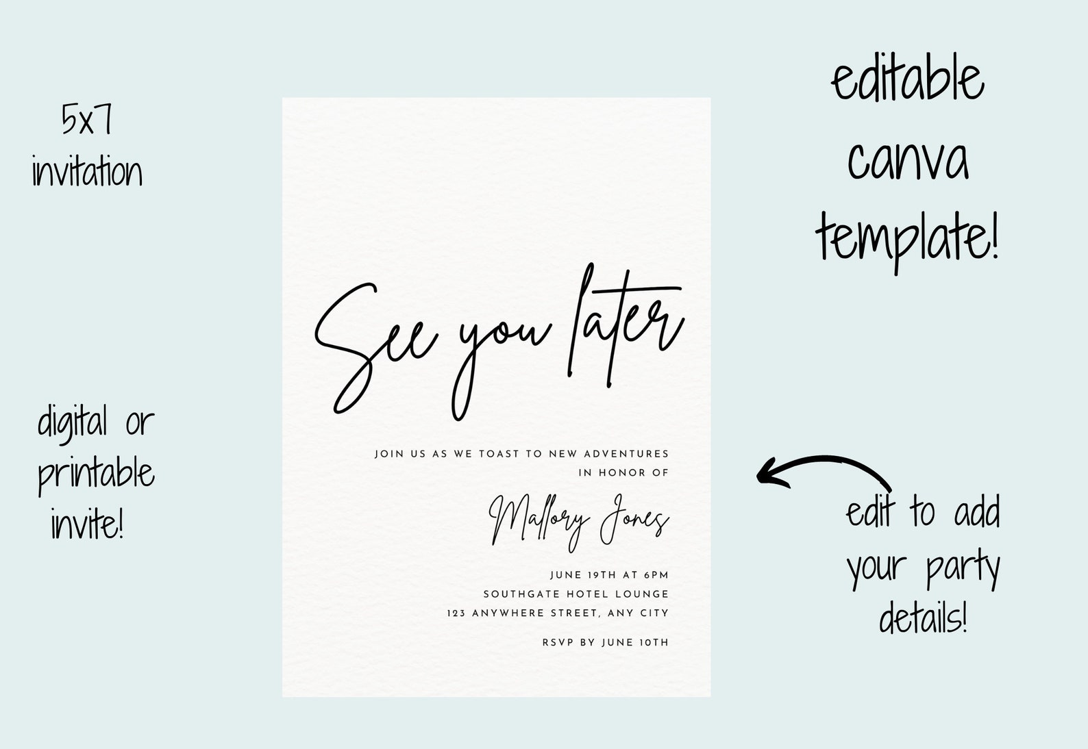 Editable Going Away Party Invitation, See You Later, Moving Away Party ...
