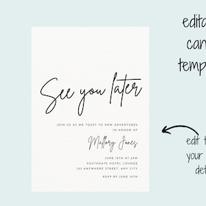 Editable Going Away Party Invitation, See You Later, Moving Away Party ...