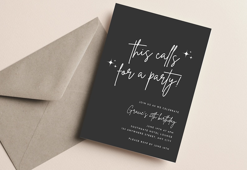 Editable Party Invitation Template, This Calls for a Party, Birthday ...