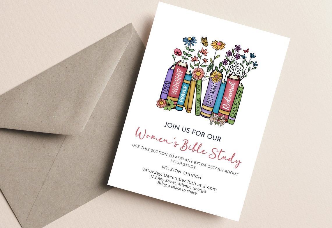 Women's Bible Study Invitation, Christian Book Club, Church Event ...