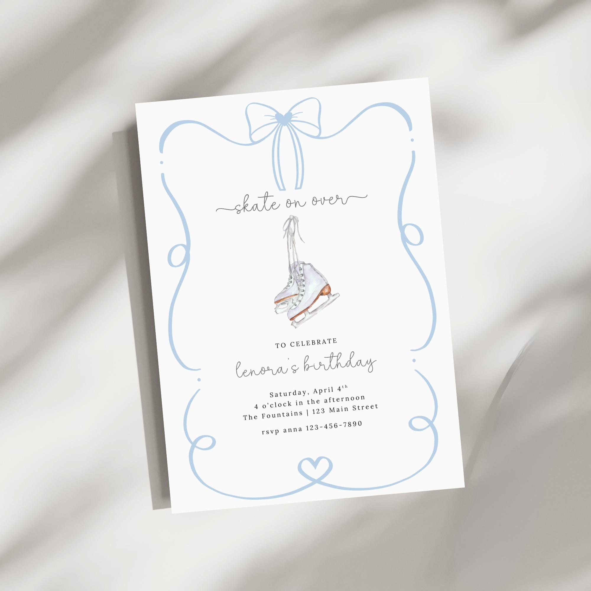 Ice Skating Birthday Invitation Template, Winter Skating Party Invite ...
